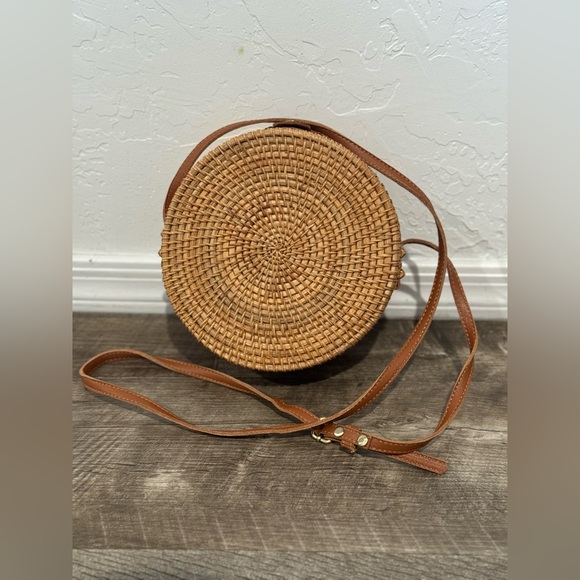 Bags | Lady Hand Woven Round Rattan Straw Bag Bali Boho Crossbody ...